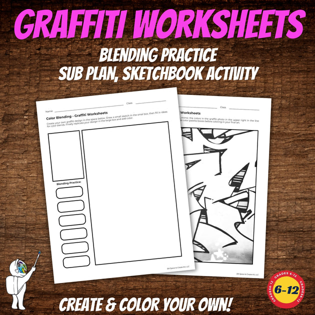 Graffiti Worksheets 2 Color Blending-Graffiti Art Lesson, Middle Schoo ...