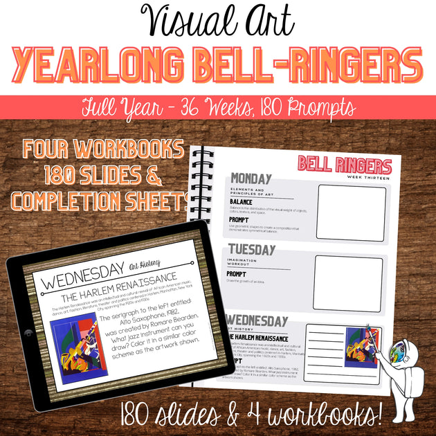 Visual Art Bell-Ringers, 4 Sets of Slides & Workbook, 36 weeks of Art ...