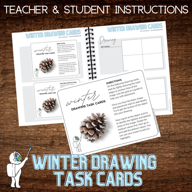 Winter Drawing Task Cards for Middle School Art or High School Art, Ho ...