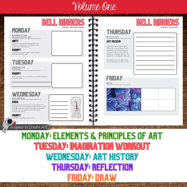 Visual Art Bell-Ringers with Companion Workbook – A Space to Create Art