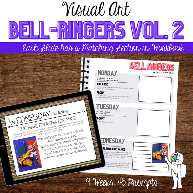 Visual Art Bell-Ringers, 4 Sets of Slides & Workbook, 36 weeks of Art ...