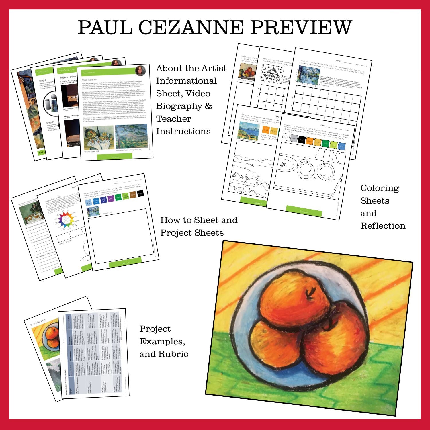 Art History Worksheet Packets for Middle School Art; Famous Artists ...