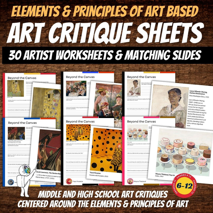 Famous Artworks Critique Worksheets & Slides (Middle & High School) – A ...
