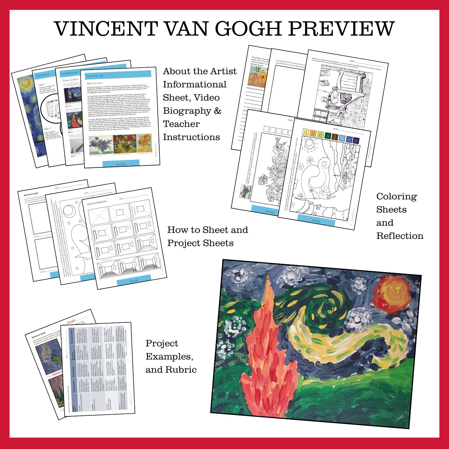 Art History Worksheet Packets for Middle School Art; Famous Artists ...