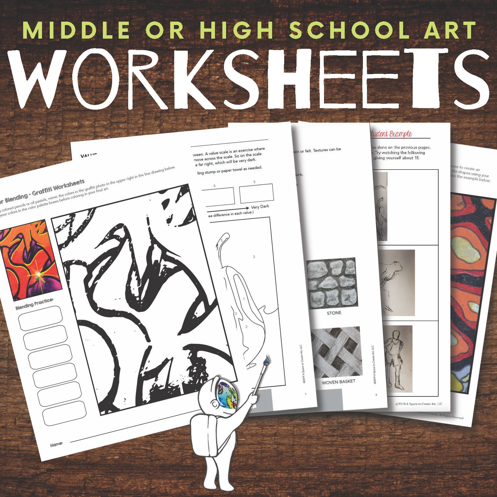 Art Worksheets Bundle, 120+ Pages, Middle & High School Art, Subs Less ...