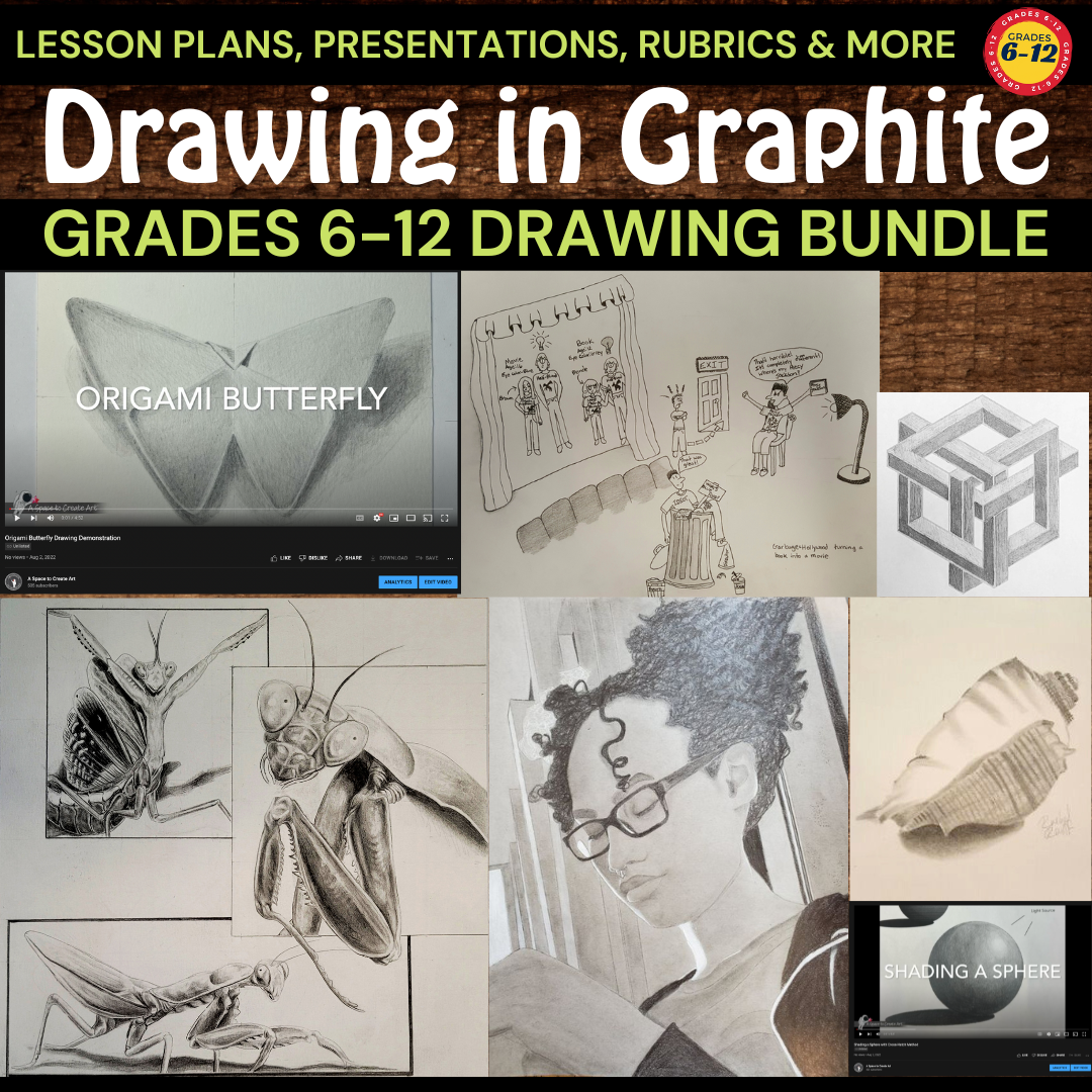 22 Fun Drawing Lesson Bundle, Middle School & High School Visual Art B ...