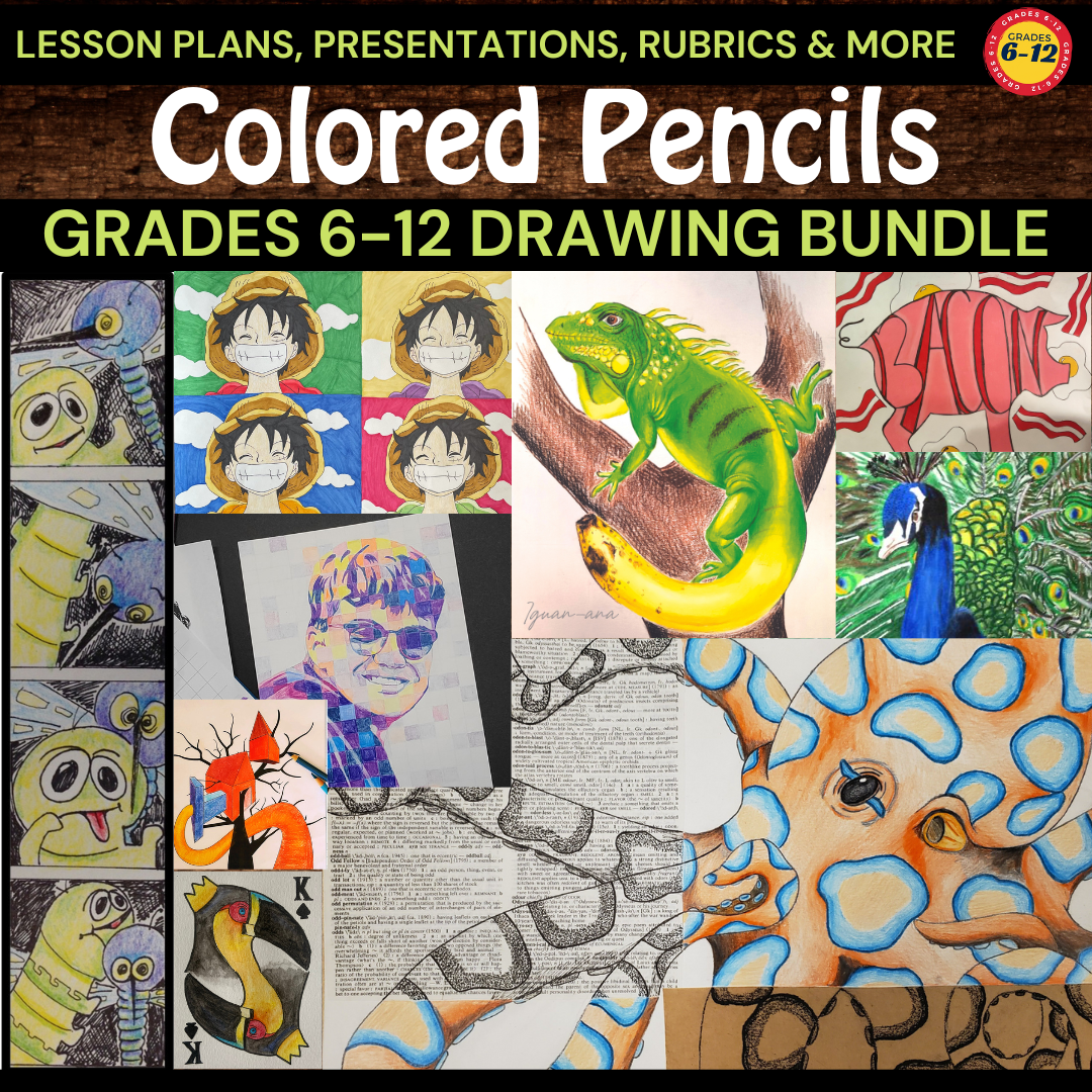 22 Fun Drawing Lesson Bundle, Middle School & High School Visual Art B ...