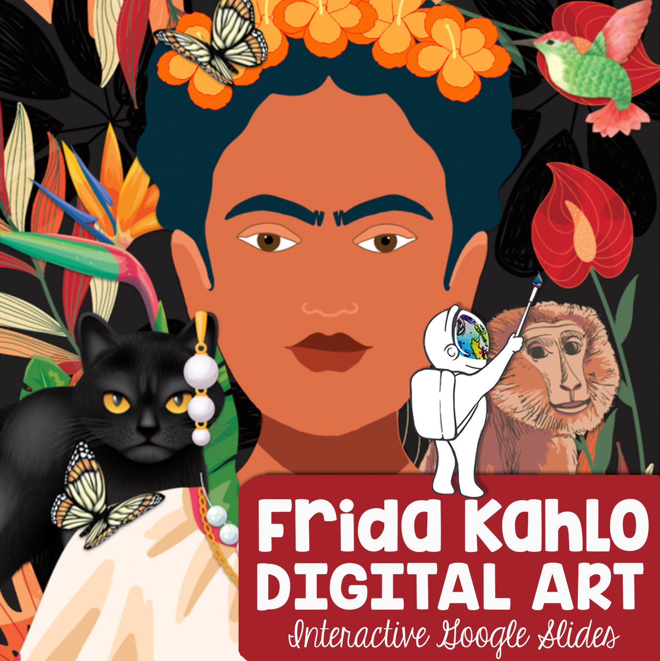 Frida Kahlo Digital Art Lesson - Interactive Google Slides – A Space to ...