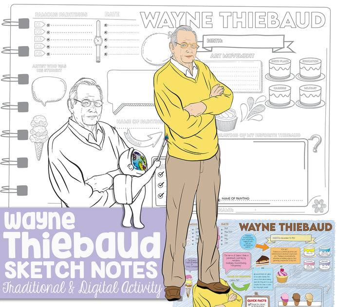 Wayne Thiebaud Sketch Notes for Visual Art Worksheet - Art Activity – A ...